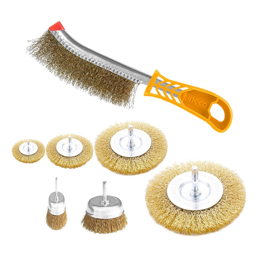 Ingco 7pcs Wire Cup & Wire Wheels Brush Set – WB10071 - sharpsupplygh