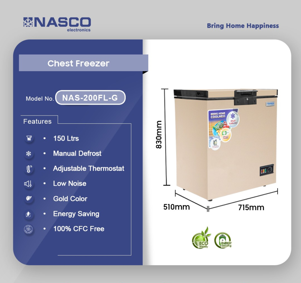 NASCO CHEST FREEZER 150 LTRS NAS-200FL-G - sharpsupplygh