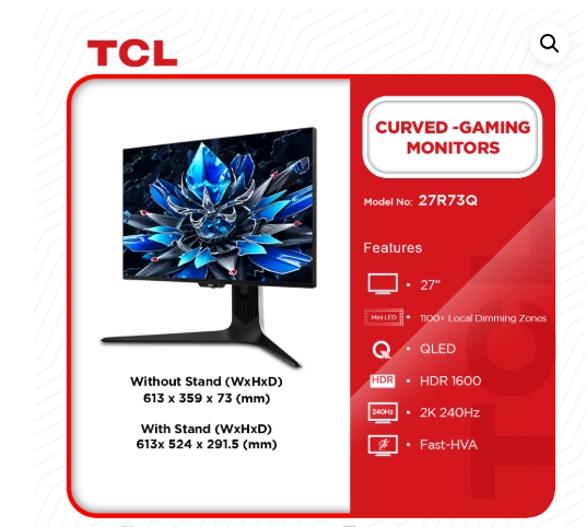 TCL CURVED GAMING MONITOR 27'' 27R73Q - sharpsupplygh